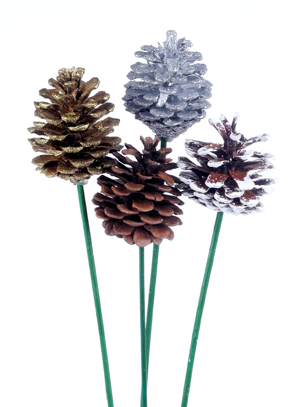 Pinecone Pick Kit – Seasonal Decorative Picks in 4 Colors (24 Pack ...